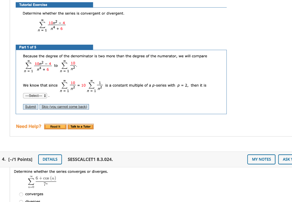 Solved Tutorial Exercise Determine Whether The Series Is