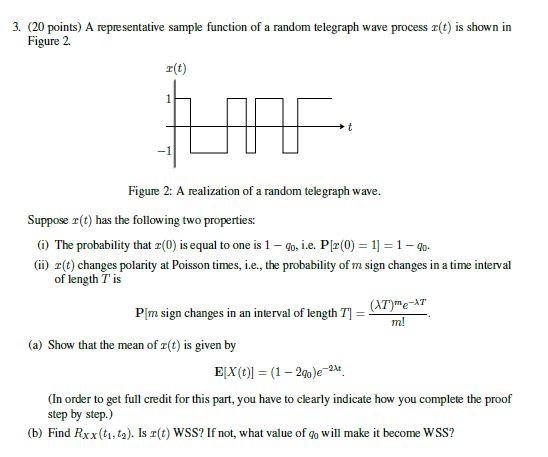 3. (20 points) A representative sample function of a | Chegg.com