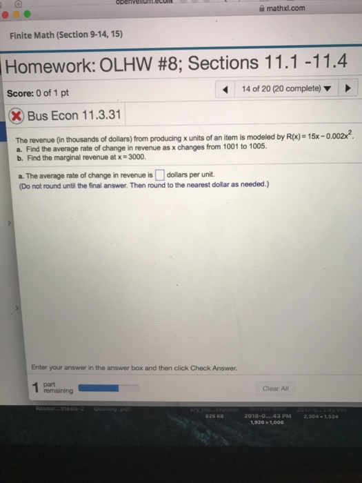Solved mathxl.com Finite Math (Section 9-14,15) Homework: | Chegg.com