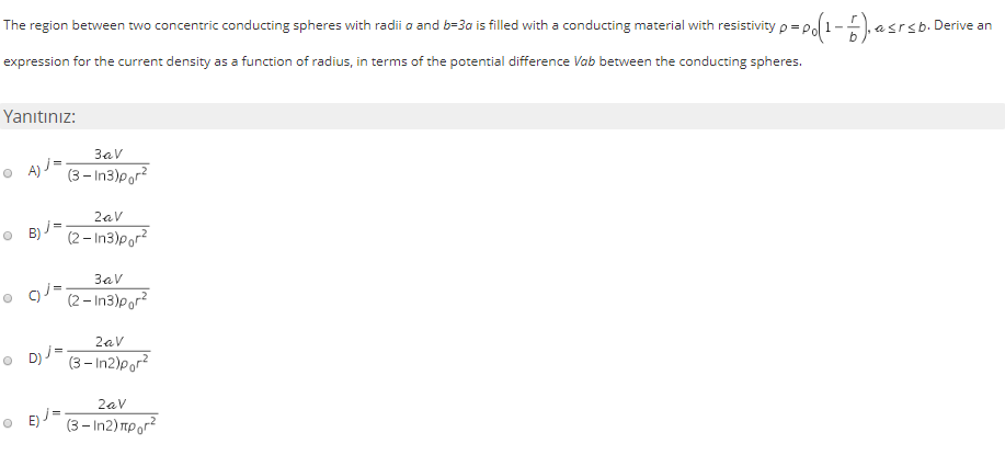 Solved The region between two concentric conducting spheres | Chegg.com