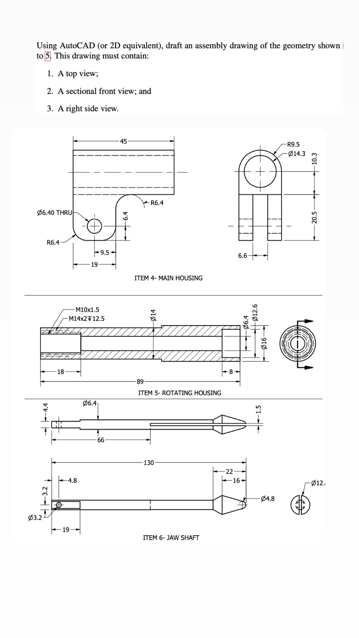 Using AutoCAD (or 2D equivalent), draft an assembly | Chegg.com