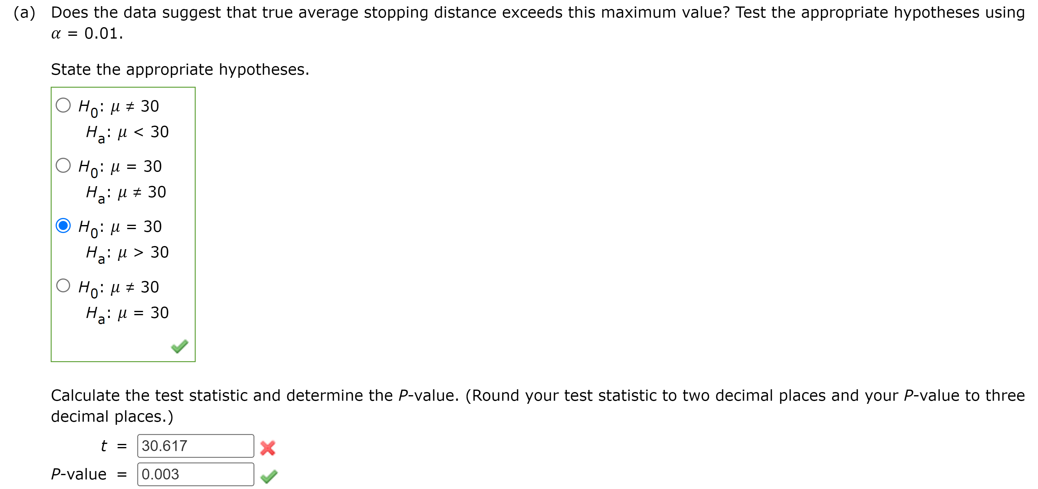 Solved The following observations are on stopping distance | Chegg.com