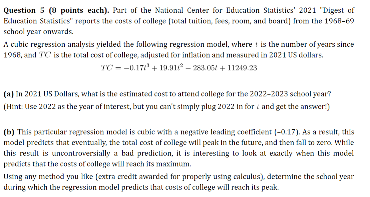 Solved Question 5 (8 points each). Part of the National | Chegg.com