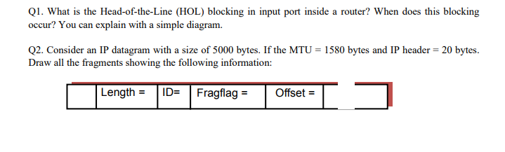 Solved Q1. What is the Head-of-the-Line (HOL) blocking in | Chegg.com