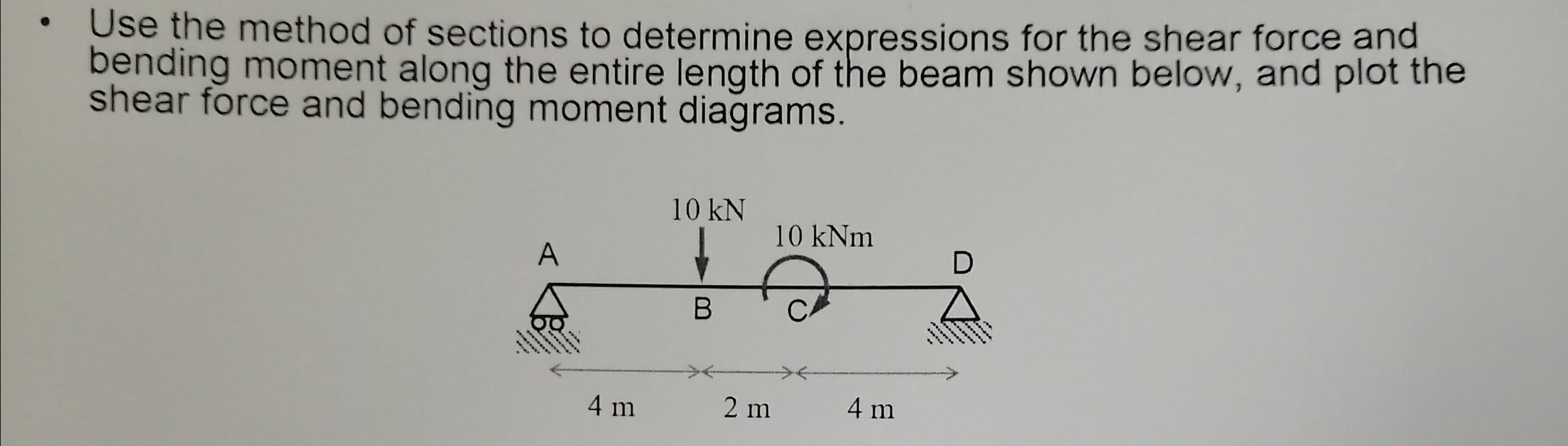 Solved Use the method of sections to determine expressions | Chegg.com