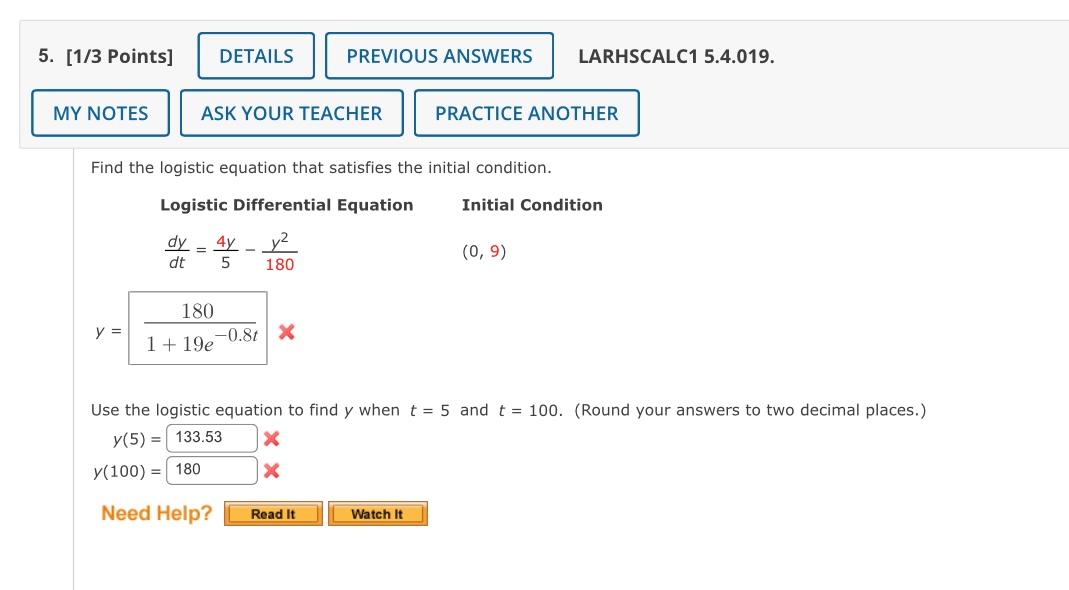 Solved Find the logistic equation that satisfies the initial | Chegg.com