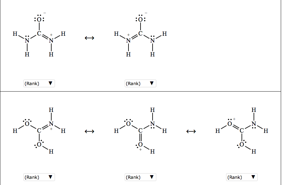 Solved Rank the resonance structures in each row of the | Chegg.com