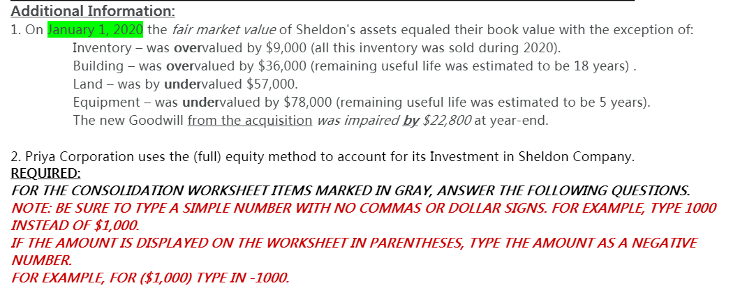 Solved Priya Corporation acquired 100 percent of Sheldon | Chegg.com