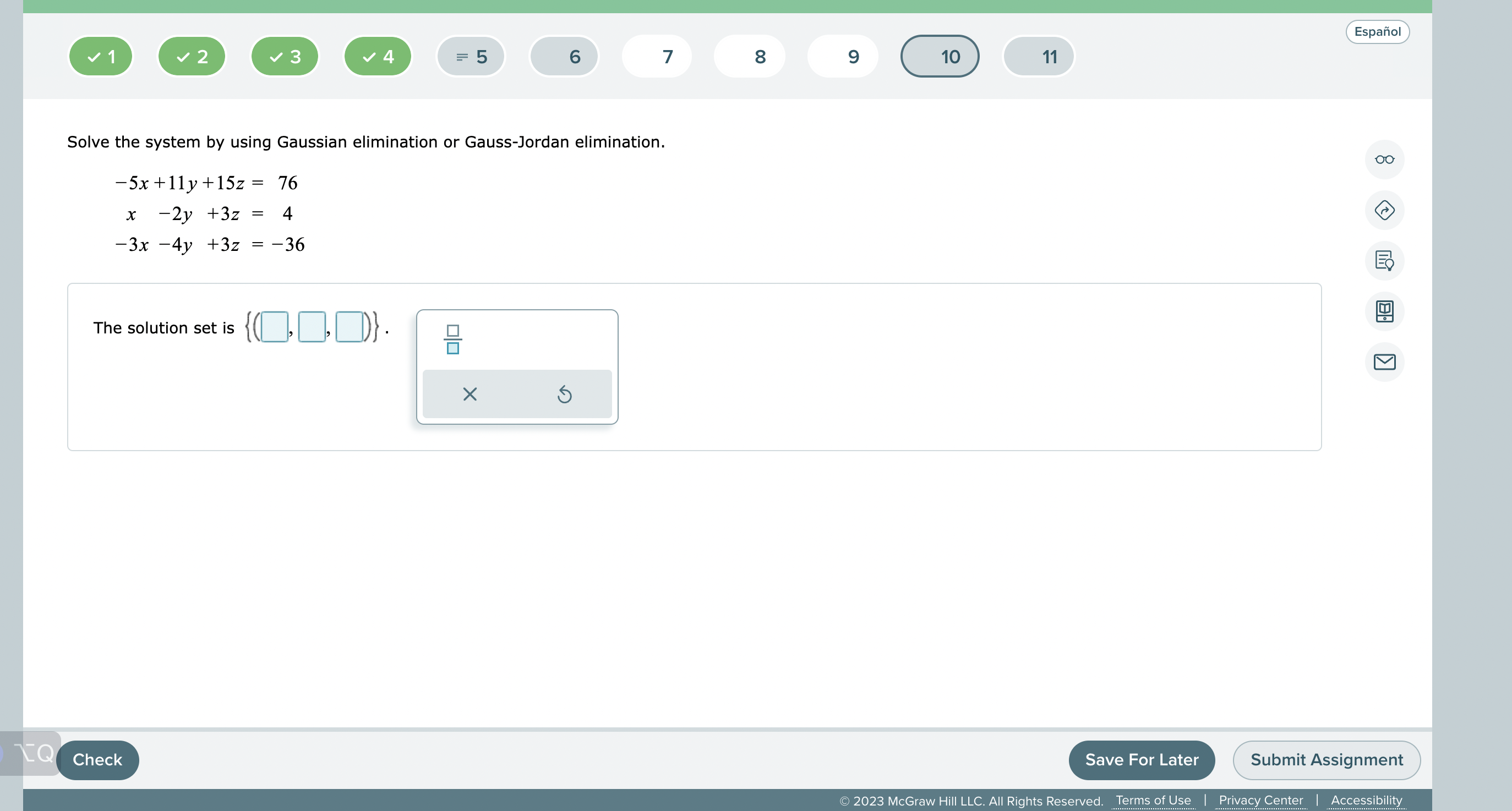 Solved Solve the system by using Gaussian elimination or | Chegg.com