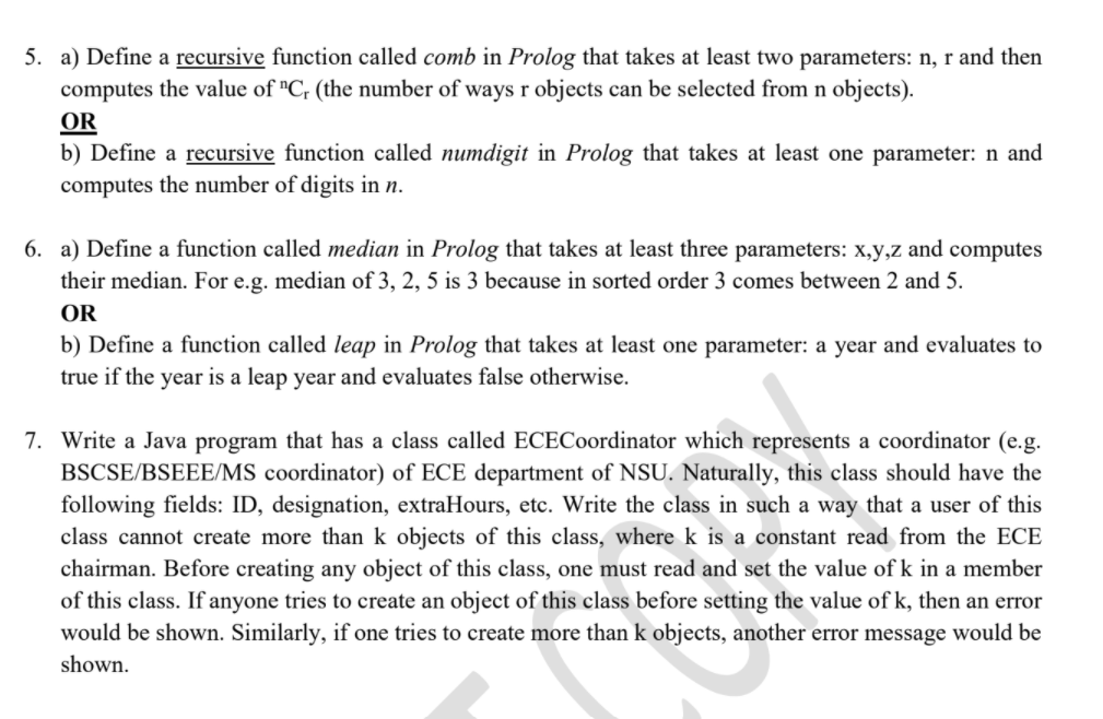 Solved 5. a) Define a recursive function called comb in | Chegg.com