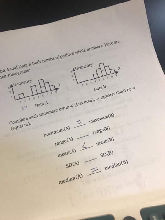 Solved A and B both consist positive numbers. Here are their | Chegg.com