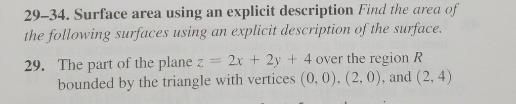 Solved 29–34. Surface area using an explicit description | Chegg.com