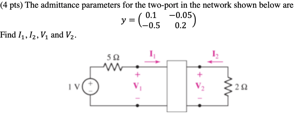 Solved (4 pts) The admittance parameters for the two-port in | Chegg.com
