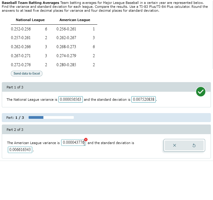 Solved Baseball Team Batting Averages Team batting averages | Chegg.com