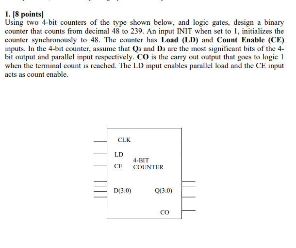 Solved 1. [8 points) Using two 4-bit counters of the type | Chegg.com