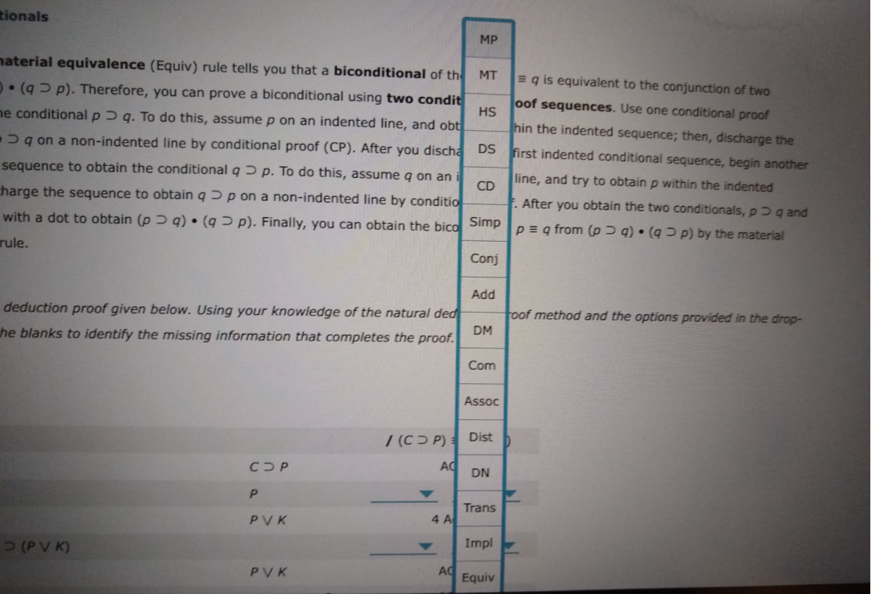 Solved One version of the material equivalence (Equiv) rule | Chegg.com
