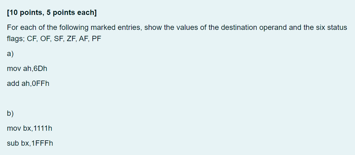 Solved [10 points, 5 points each] For each of the following | Chegg.com