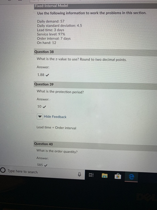 Solved Fixed-Interval Model Use the following information to | Chegg.com