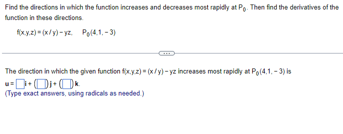 Solved Find the directions in which the function increases | Chegg.com