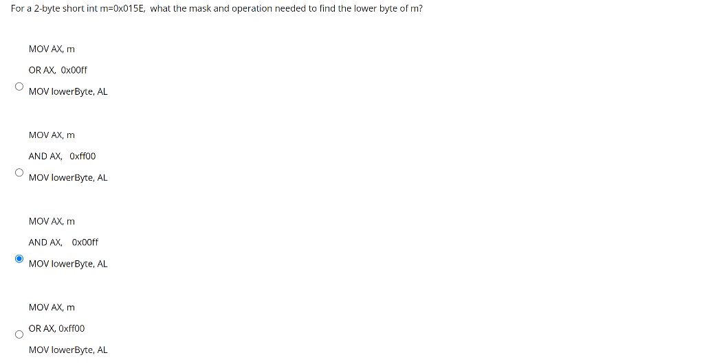 Solved If AL contains binary 1000 1111, which one will show | Chegg.com