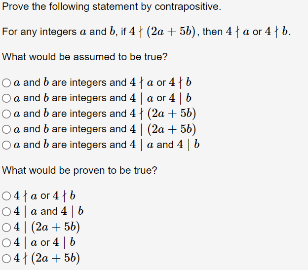 Solved Prove the following statement by contrapositive. For | Chegg.com