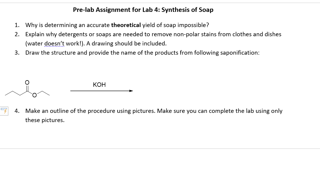 Solved Pre-lab Assignment for Lab 4: Synthesis of Soap 1. | Chegg.com