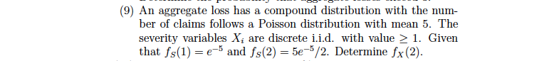 Solved 9) An aggregate loss has a compound distribution with | Chegg.com