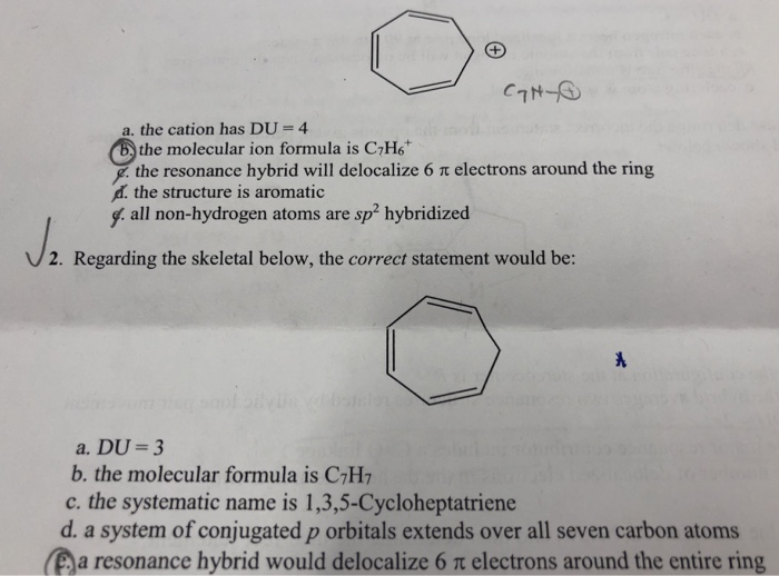 Solved a. the cation has DU 4 the molecular ion formula is | Chegg.com