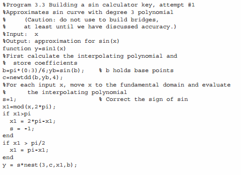 Program 3.3 Building a sin calculator key, attempt #1 | Chegg.com