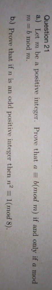 Solved Question 21 a.) Let m be a positive integer. Prove | Chegg.com