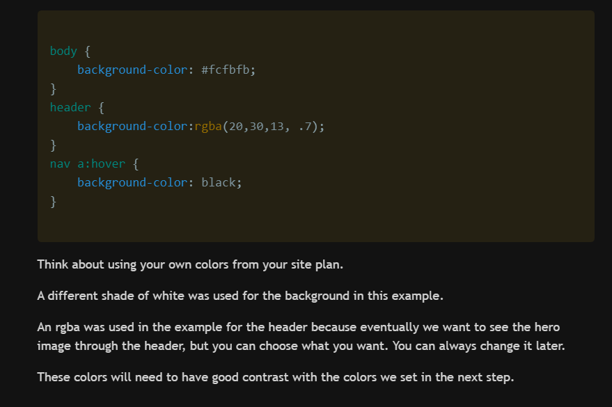Solved Setting background colors Our next step is to add | Chegg.com