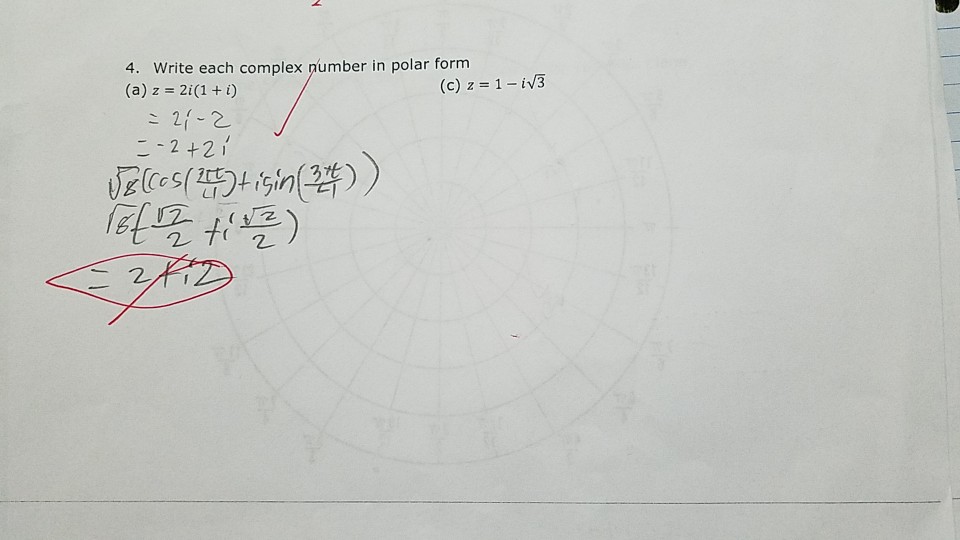 Solved write each complex number in polar form a) z=2i(1+i) | Chegg.com