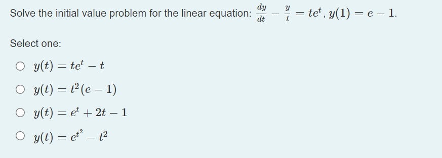 Solved Solve the initial value problem for the linear | Chegg.com