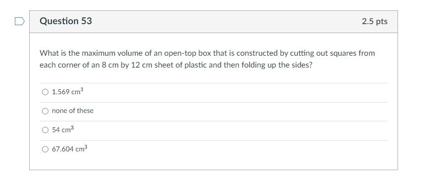 Solved What is the maximum volume of an open-top box that is | Chegg.com