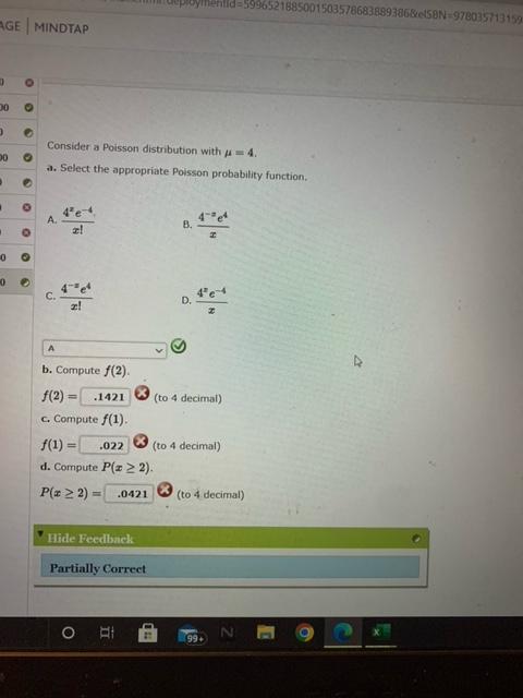 Solved Consider a Poisson distribution with μ=4. a. Select | Chegg.com