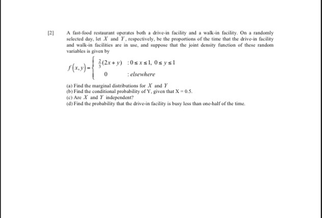 Solved 12 A fast-food restaurant operates both a drive-in | Chegg.com