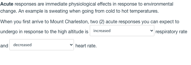Solved Acute responses are immediate physiological effects | Chegg.com