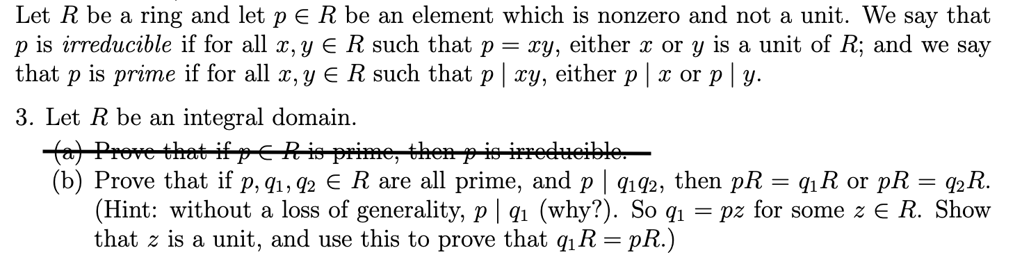 Solved Let R be a ring and let pe R be an element which is | Chegg.com