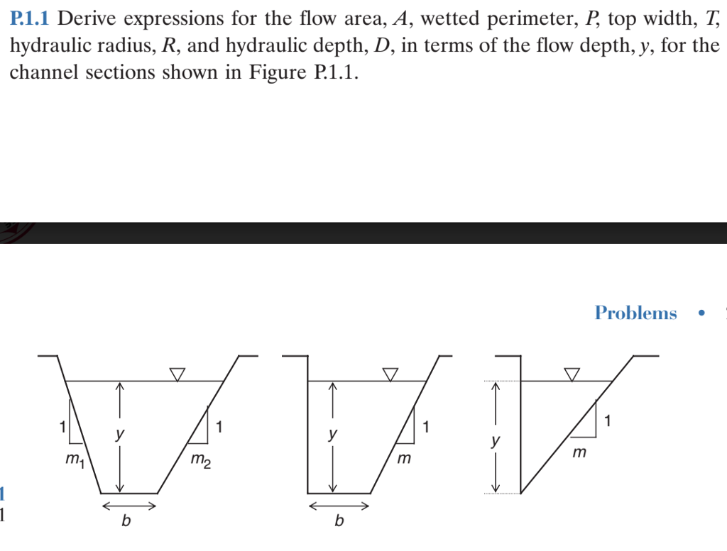 Solved P1.1 Derive expressions for the flow area, A, wetted | Chegg.com