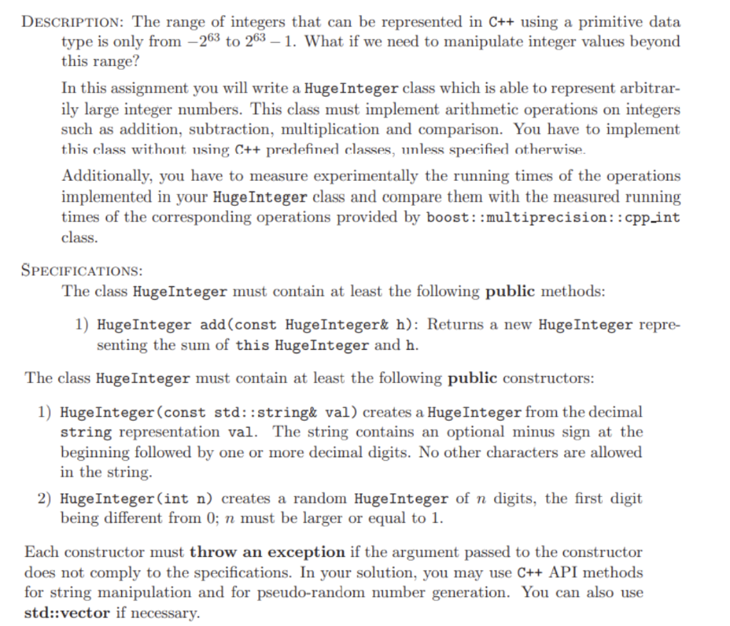 Solved DESCRIPTION: The range of integers that can be | Chegg.com