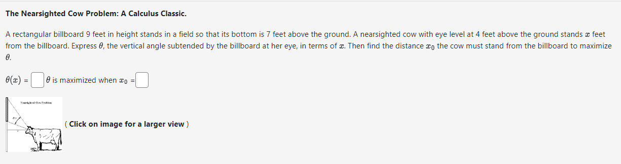 The Nearsighted Cow Problem: A Calculus Classic. A | Chegg.com