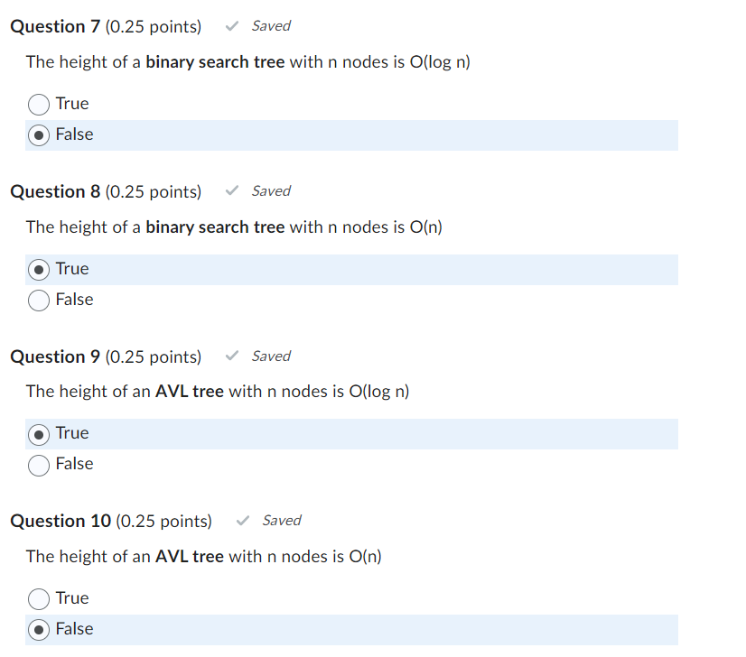 Solved The height of a binary search tree with n nodes is | Chegg.com