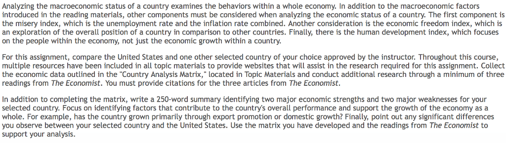 Analyzing The Macroeconomic Status Of A Country Chegg