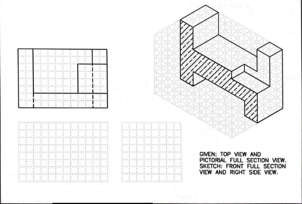 Solved Draw the full sectional view and right side view for | Chegg.com