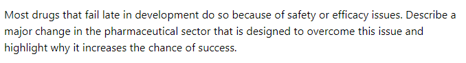 Solved Most drugs that fail late in development do so | Chegg.com