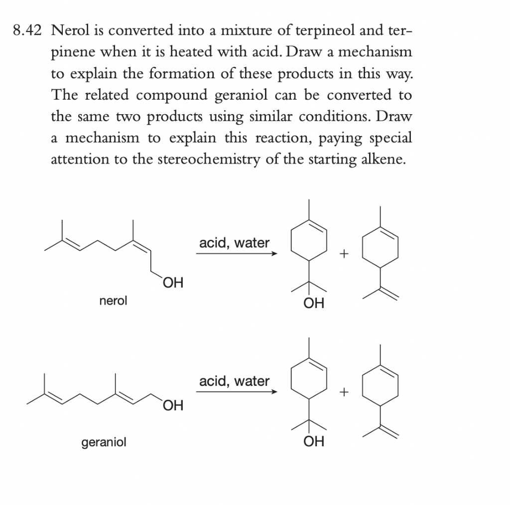 Solved 8.42 Nerol is converted into a mixture of terpineol | Chegg.com