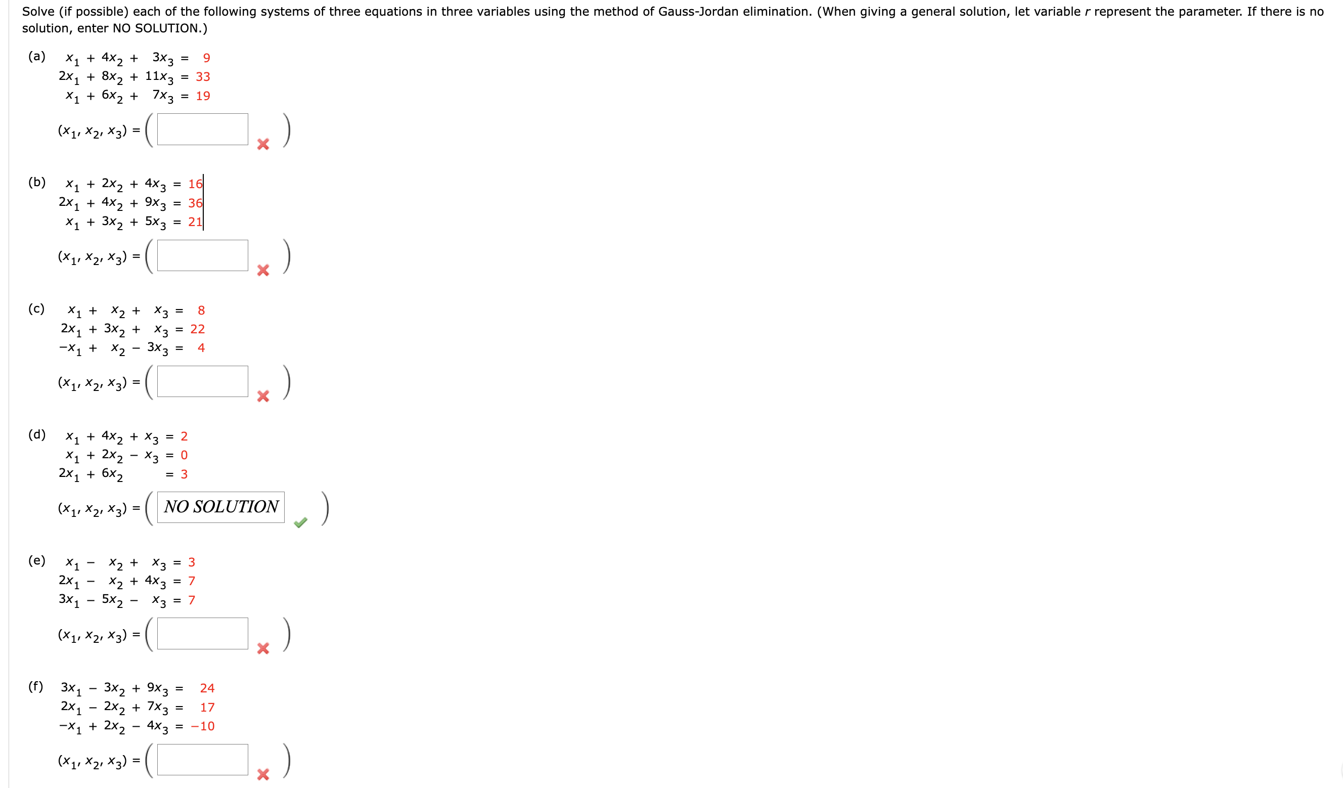 Solved solution, enter NO SOLUTION.) (a) | Chegg.com