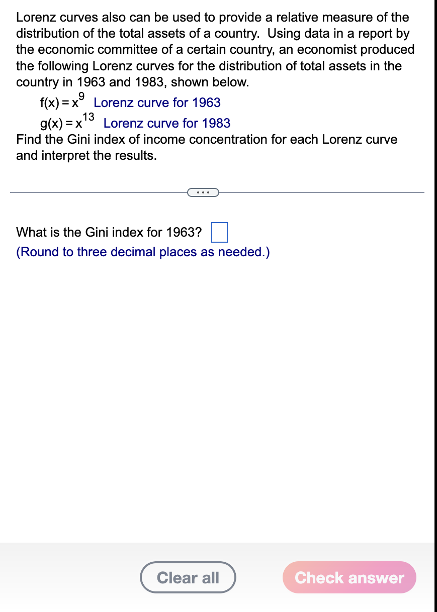 Solved Lorenz curves also can be used to provide a relative | Chegg.com
