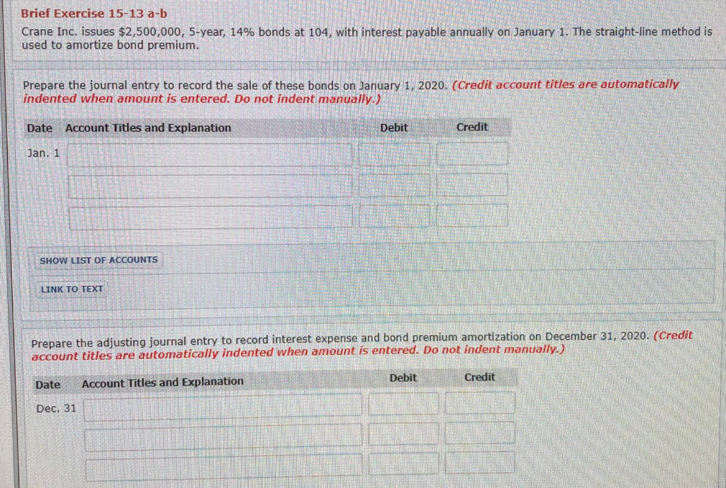Solved Brief Exercise 15-13 a-b Crane Inc. issues | Chegg.com Solved Brief Exercise 15-13 a-b Crane Inc. issues | Chegg.com