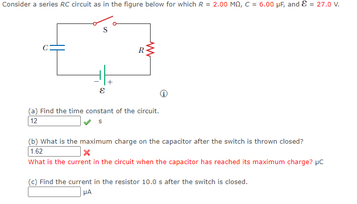 Solved der a series RC circuit as in the figure below for | Chegg.com
